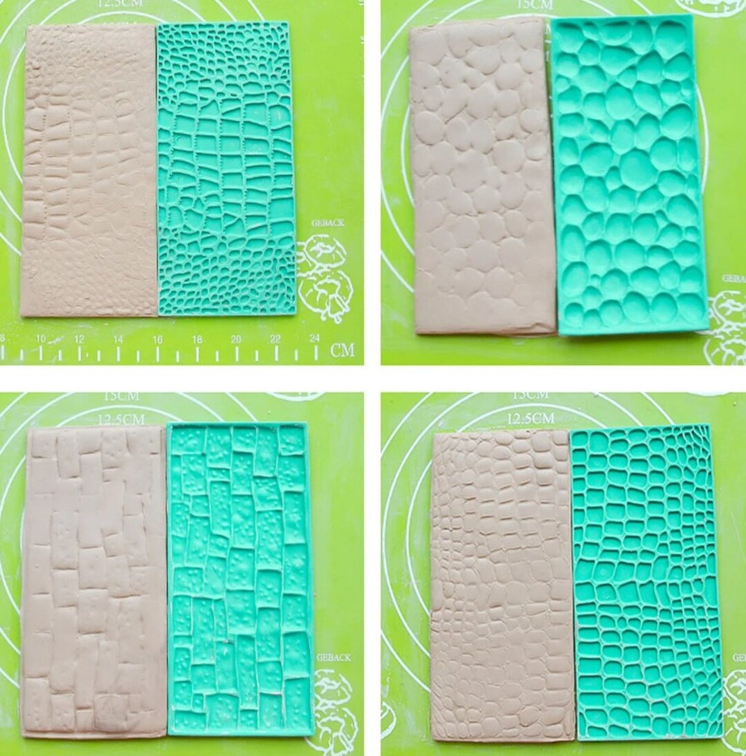 Pottery Texture Mold, 6pcs, Silicone Rubber, Smooth Back, Stone Wall ...