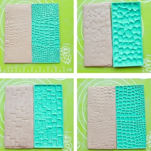 Pottery Texture Mold, 6pcs, Silicone Rubber, Smooth Back, Stone Wall ...