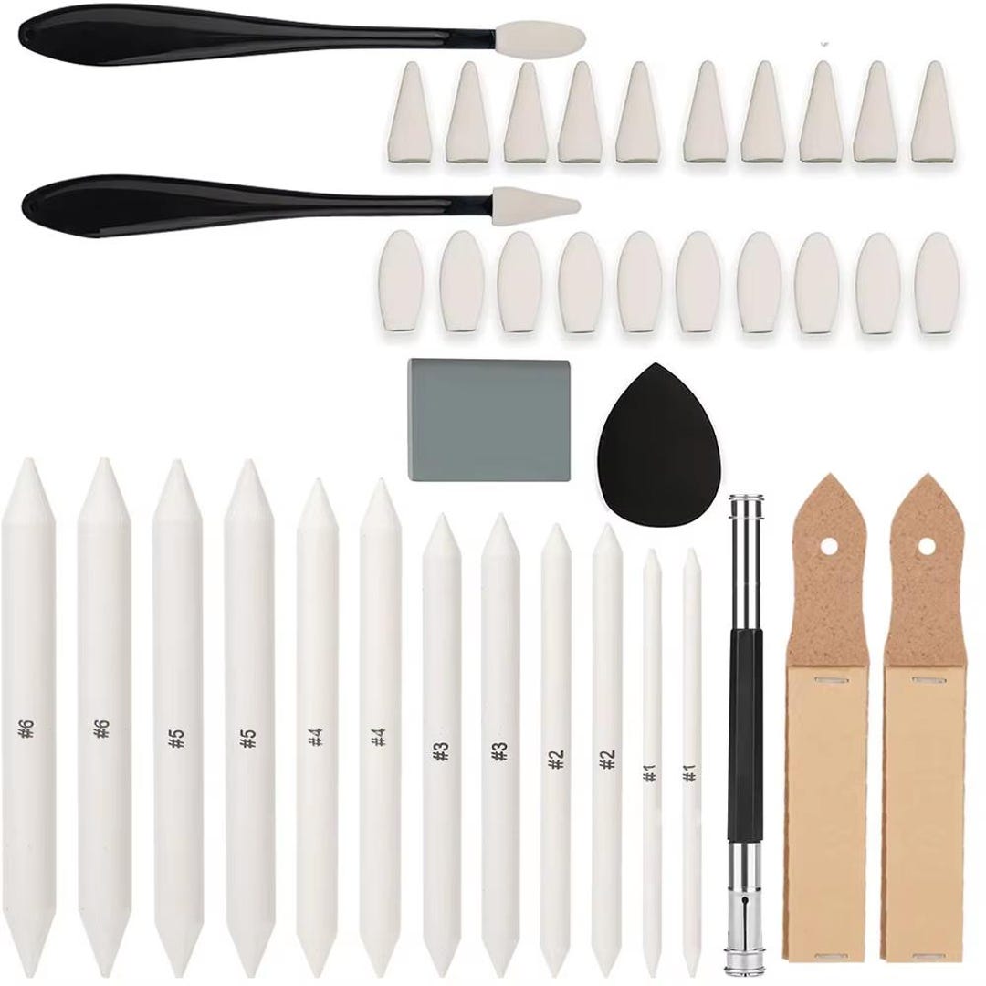 39pcs Blending Stumps, Paper Art Blenders Set, Scrapers Rubber Sponge ...