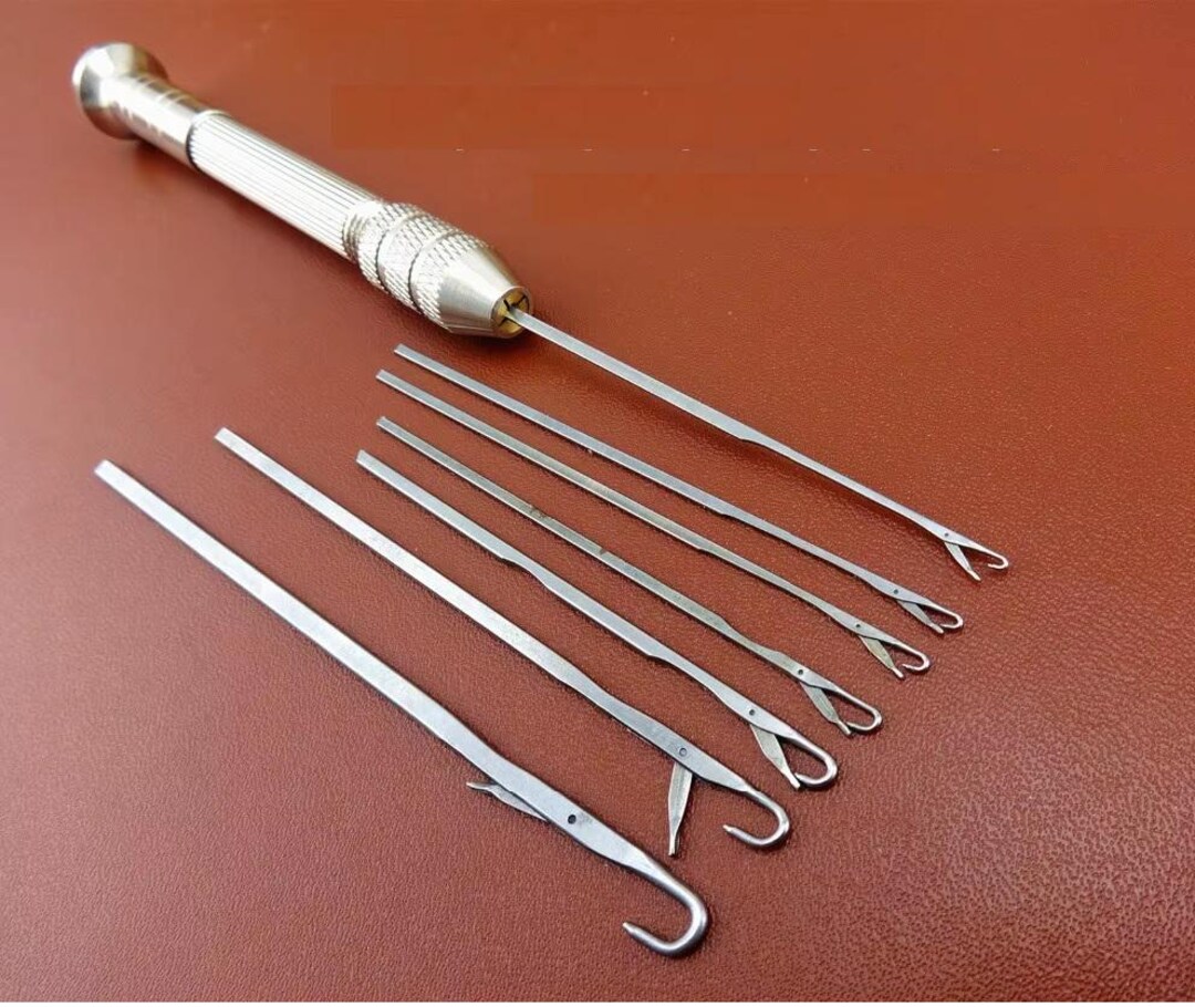 Leather Craft Sewing Awl Kit, 8pcs, Metal Steel, Locking Scratch ...