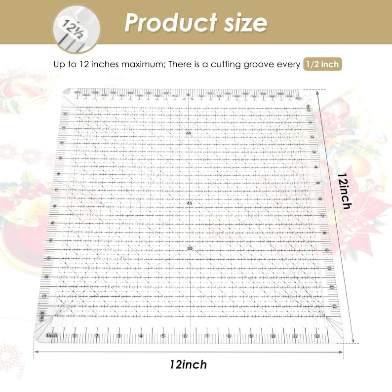 Quilting Ruler, Clear Acrylic, Grid Square Template, Fabric Cutting ...