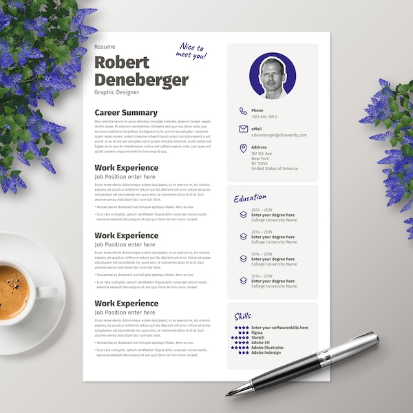 Resume Template Indesign Illustrator - Etsy