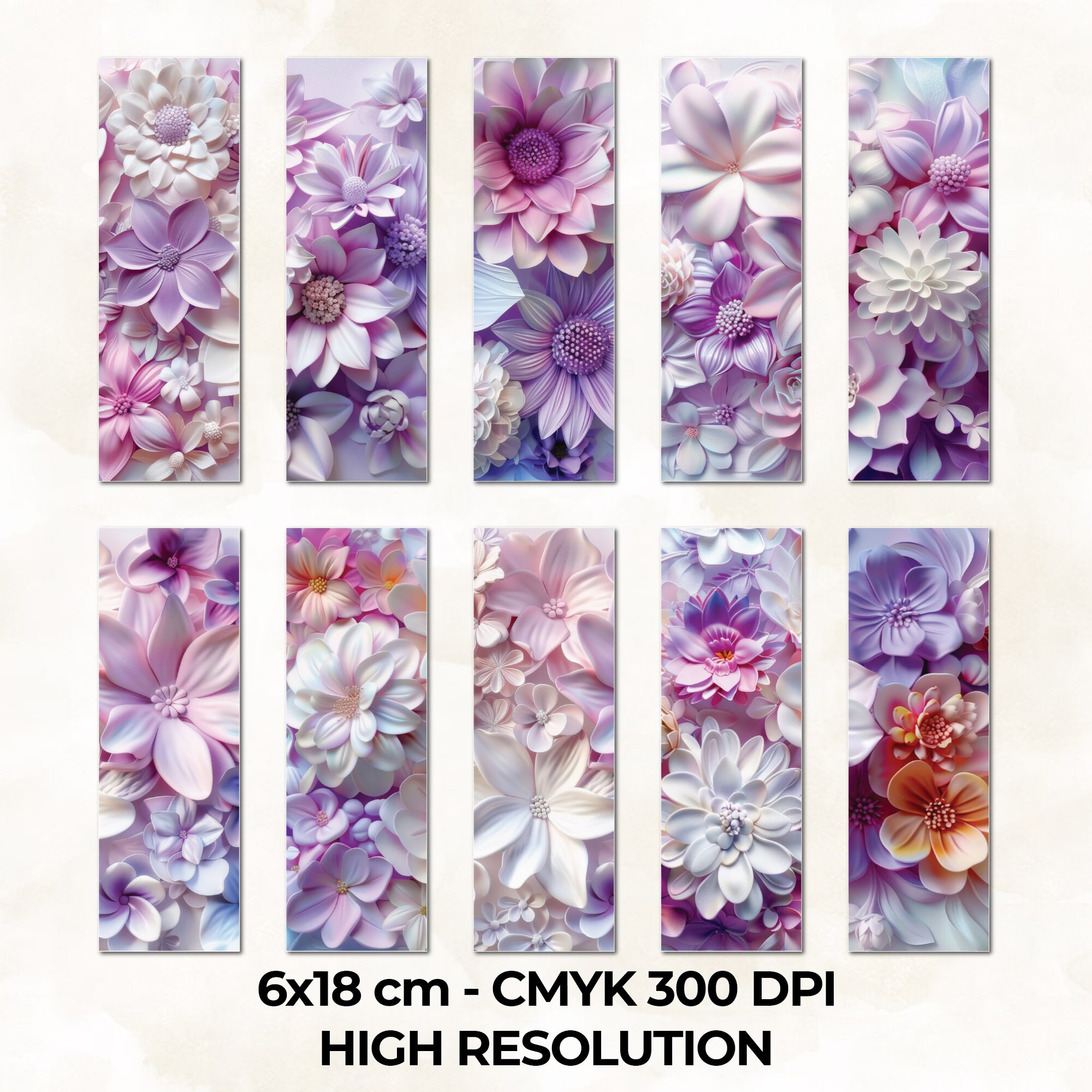 Printable 3D Flower Bookmark Templates Digital 3D Floral Bookmark ...