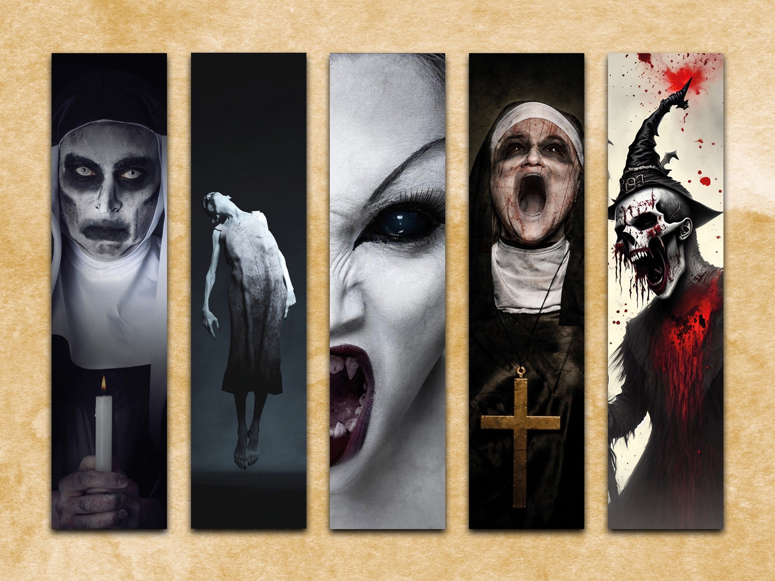 Horror Printable Bookmarks Template Printable Bookmarks Set - Etsy