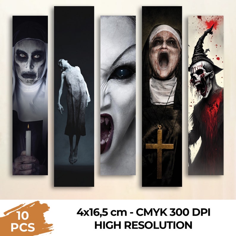 Thriller Horror Eerie Bookmarks Horror Thriller Themed Digital ...