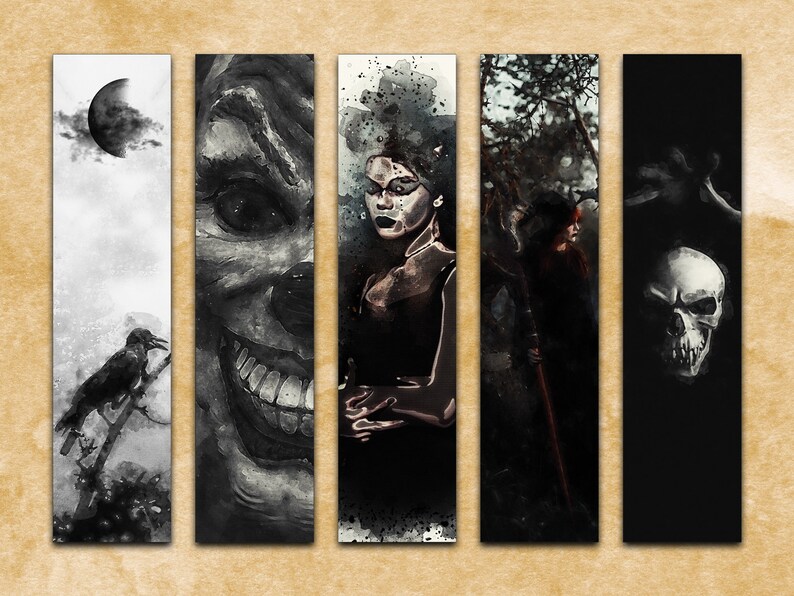 Horror Printable Bookmarks Template Printable Bookmarks Set - Etsy