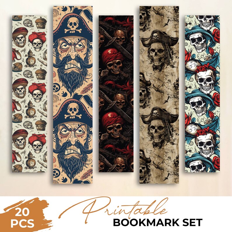 Sea Pirate Skull Adventure Bookmarks, Book Giftful, Reading Buddies ...