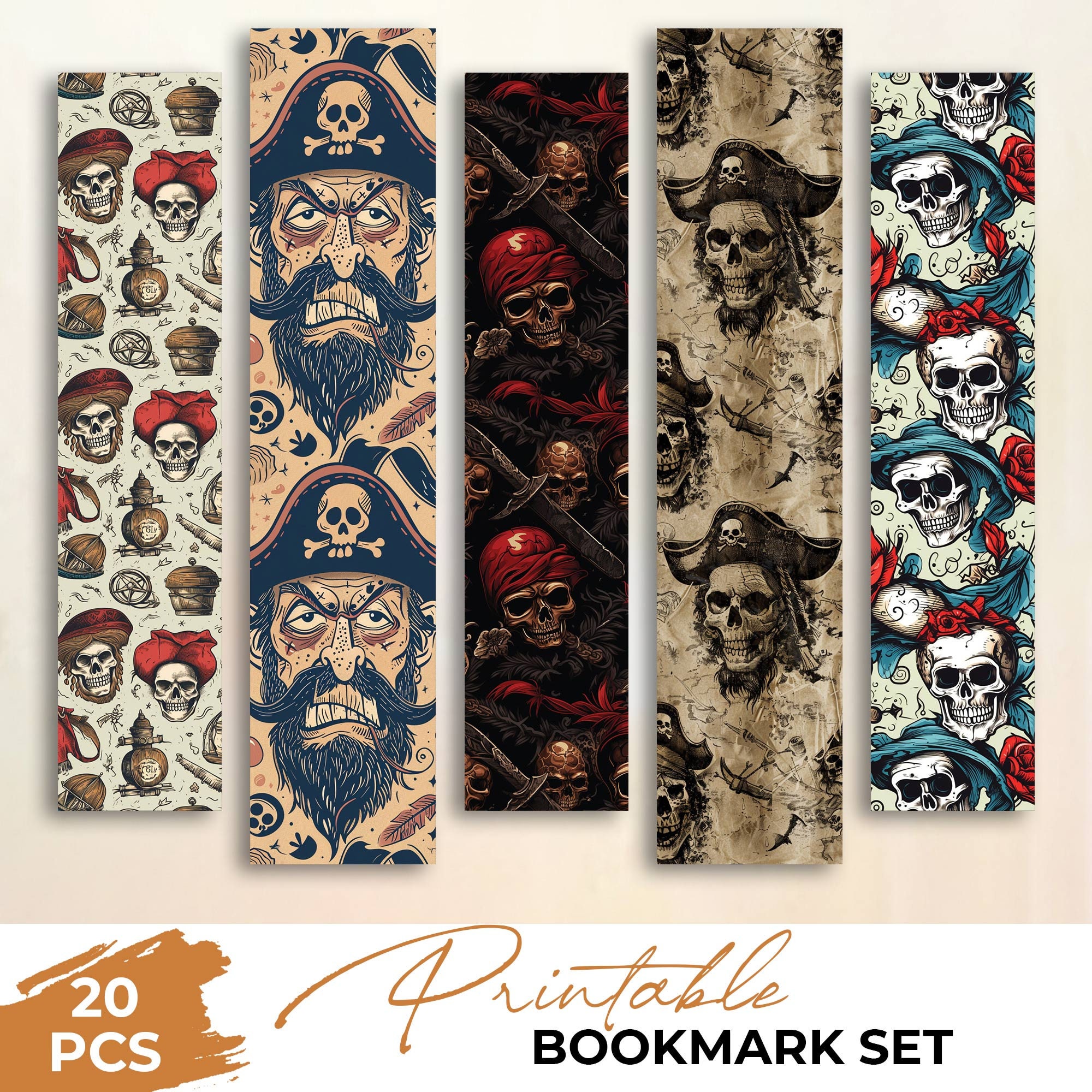 Sea Pirate Skull Adventure Bookmarks, Book Giftful, Reading Buddies ...