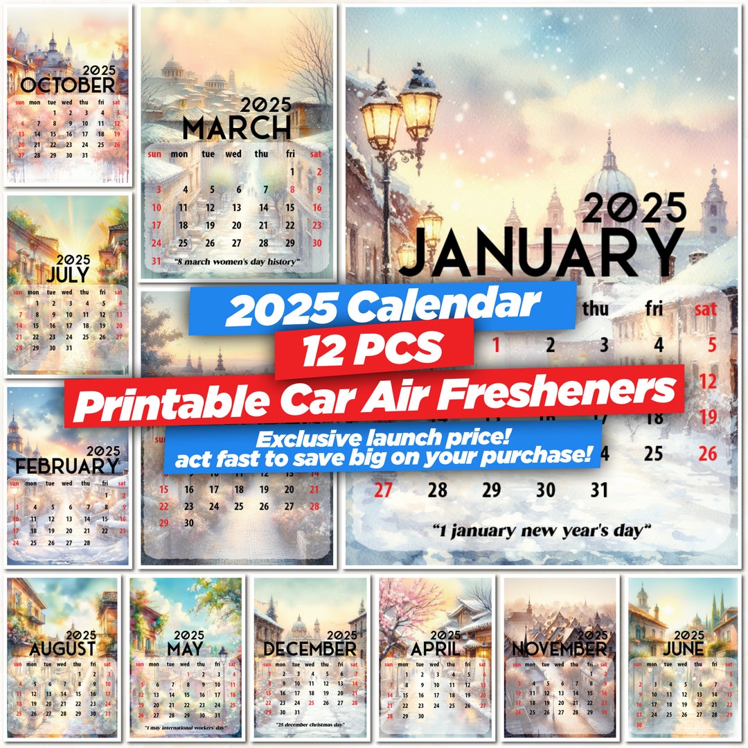 2025 Calendar Hanging Car Air Freshener Bundle Sublimation Design Air ...
