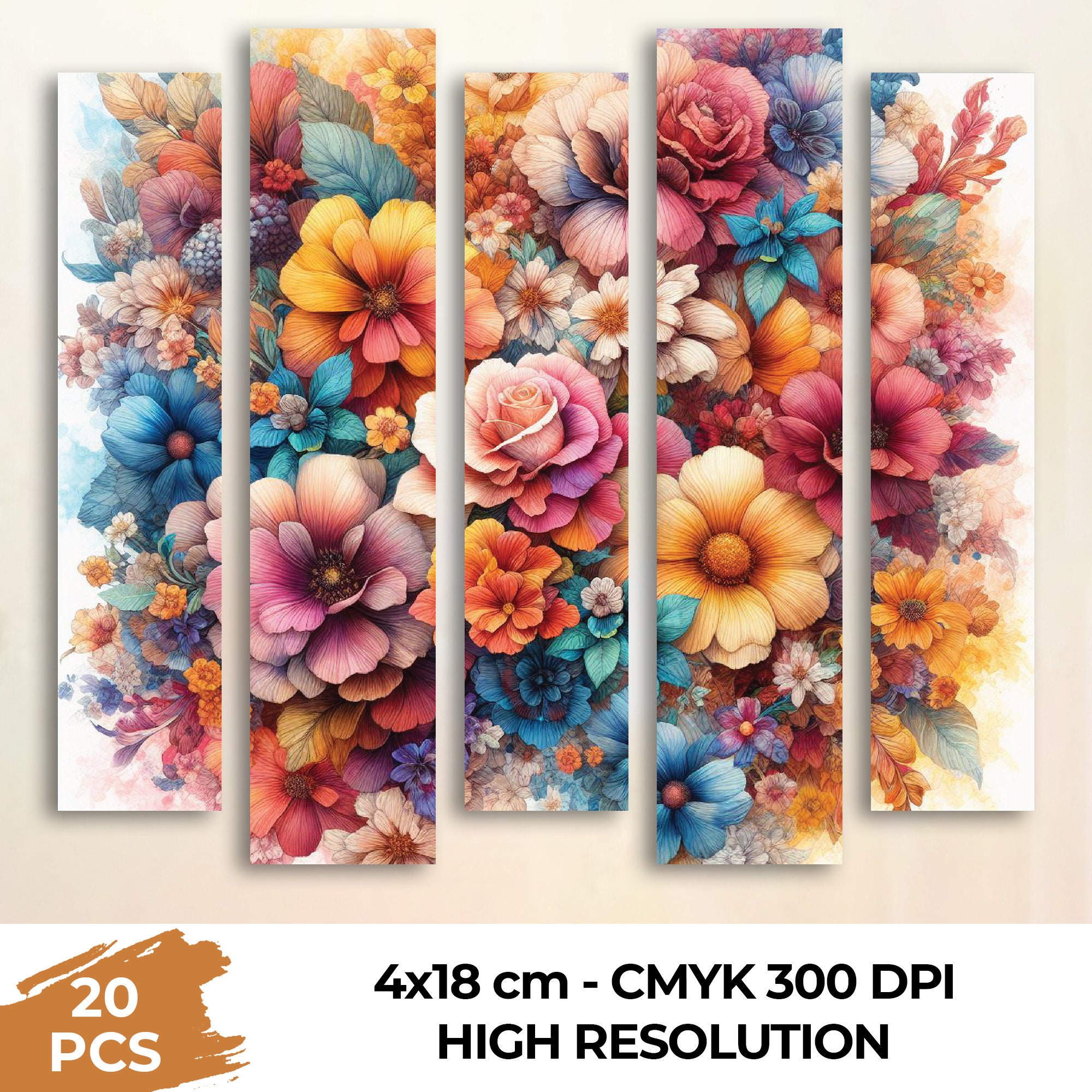 20 Pcs PNG Colorful Floral Bookmarks Set Gift for Book Lover Gift for ...