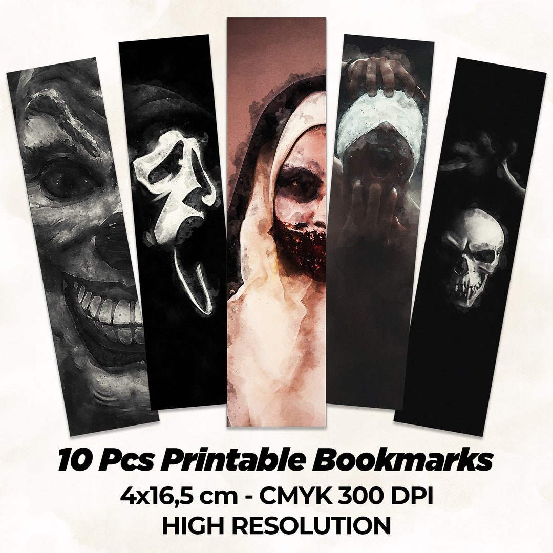 Eerie Horror Thriller Bookmarks Horror Digital Bookmark Sheets Horror ...