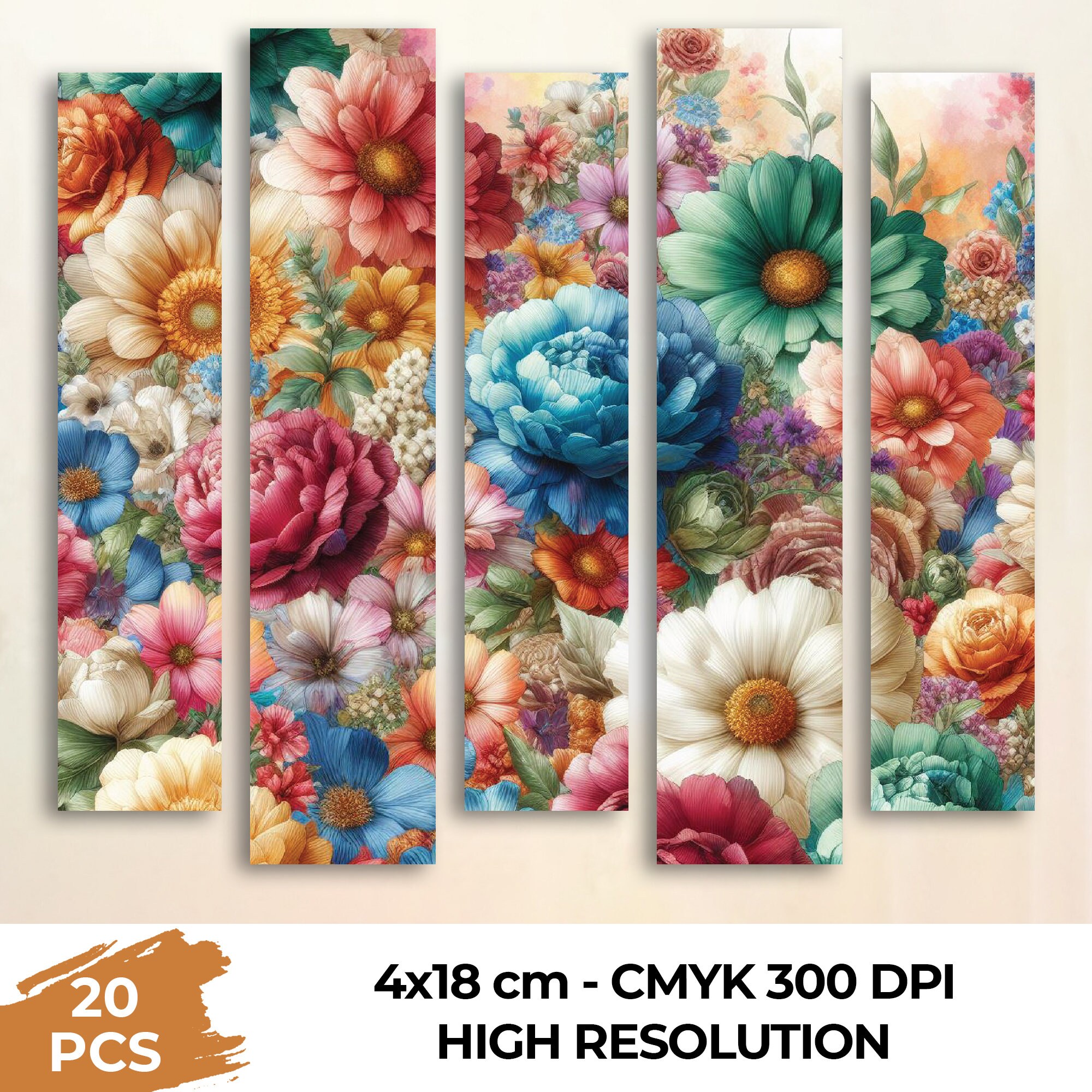 20 Pcs PNG Colorful Floral Bookmarks Set Gift for Book Lover Gift for ...