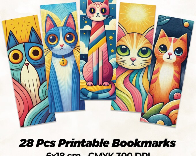 20 Pcs Printable Cute Animal Bookmark Set for Children Digital Chibi ...