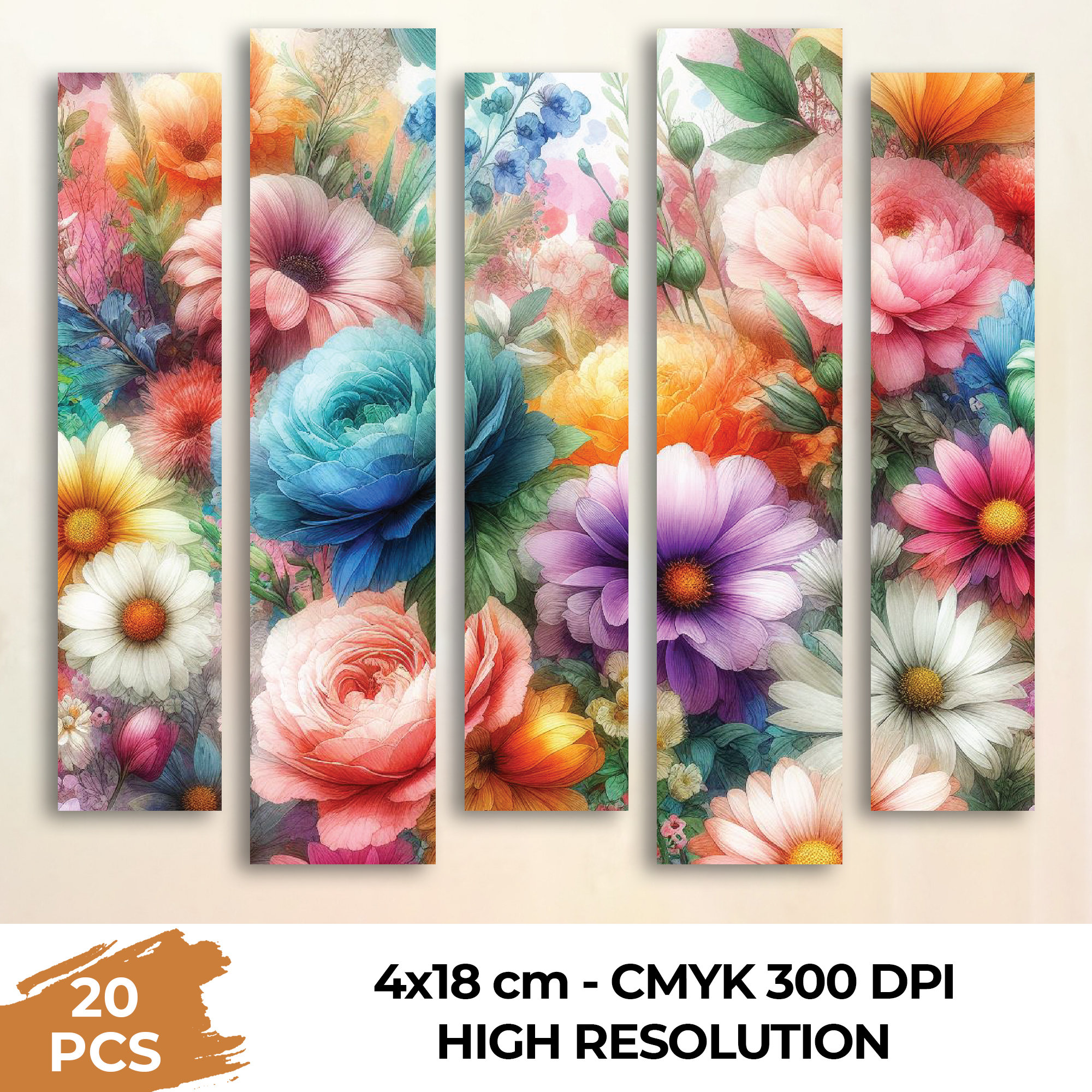 20 Pcs PNG Colorful Floral Bookmarks Set Gift for Book Lover Gift for ...