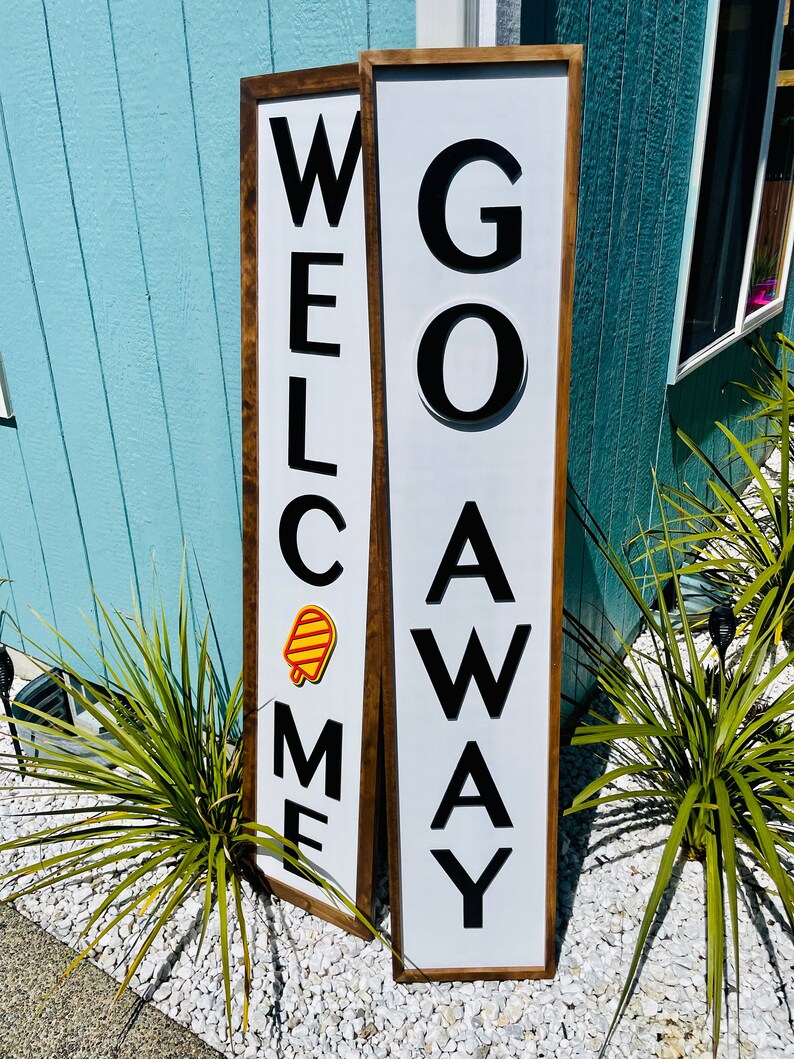 TWO SIDED Welcome/go Away Sign - Etsy