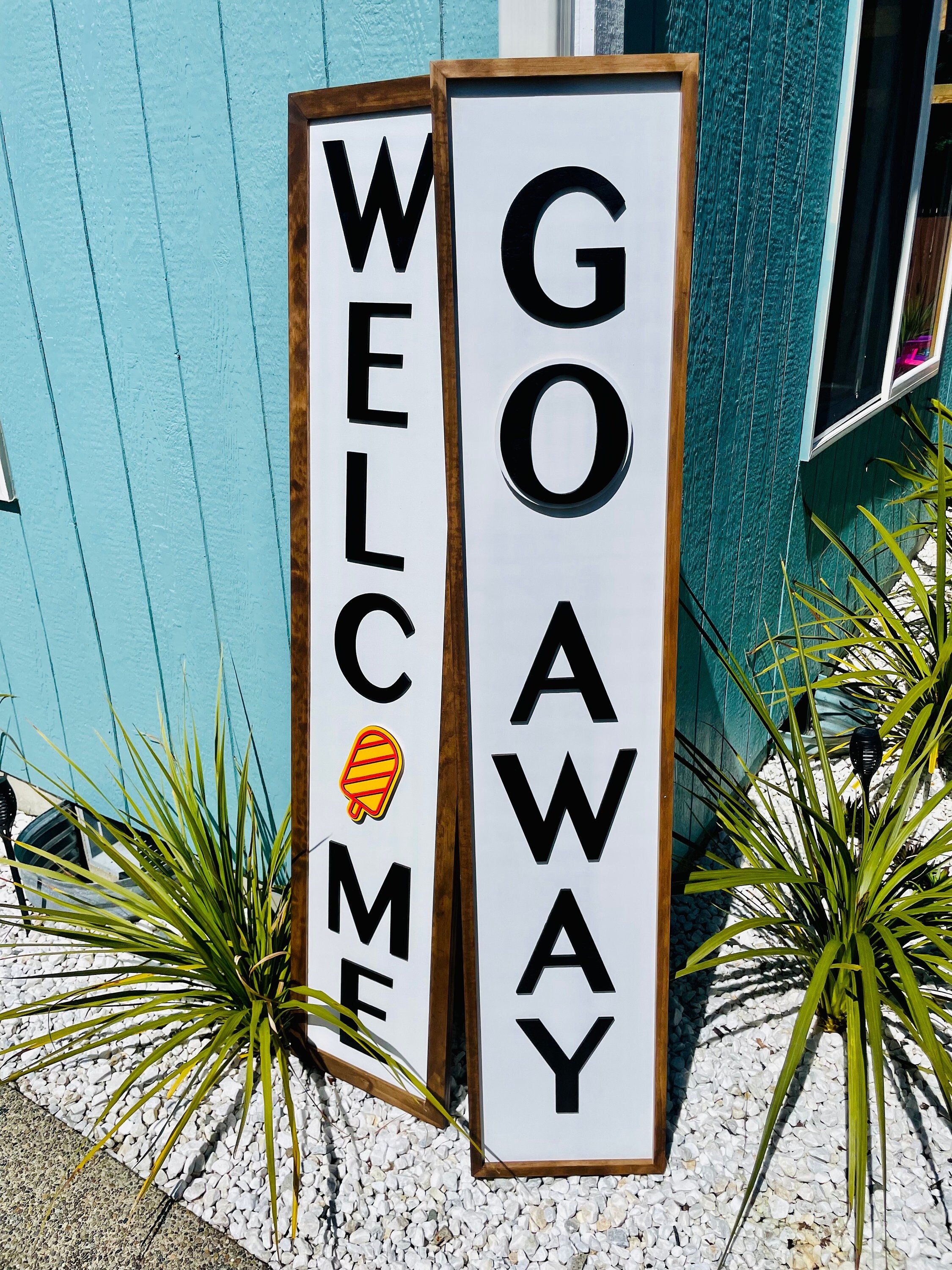 TWO SIDED Welcome/go Away Sign - Etsy