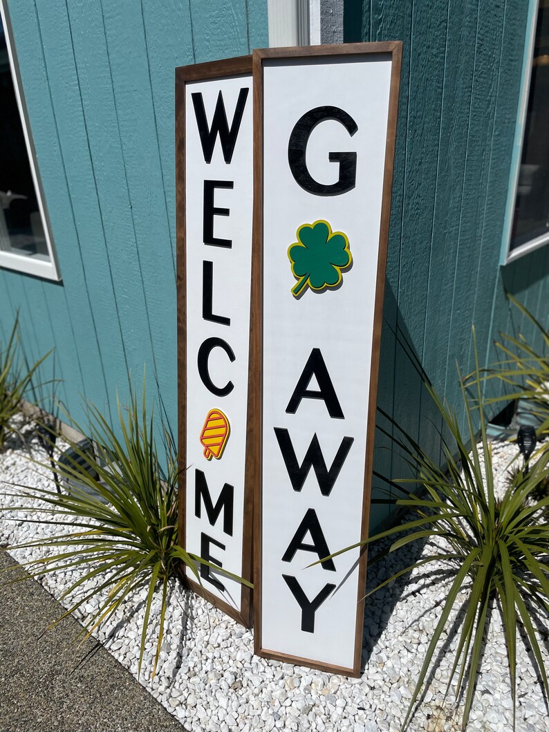 TWO SIDED Welcome/go Away Sign - Etsy