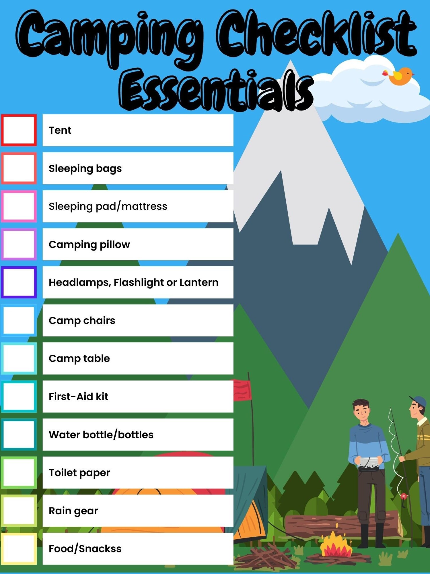 Camping Checklist for Planning Your Next Adventure, Camping Planner ...