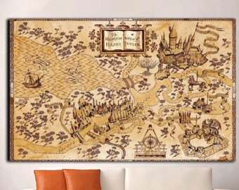 Wizarding Map Canvas - Etsy