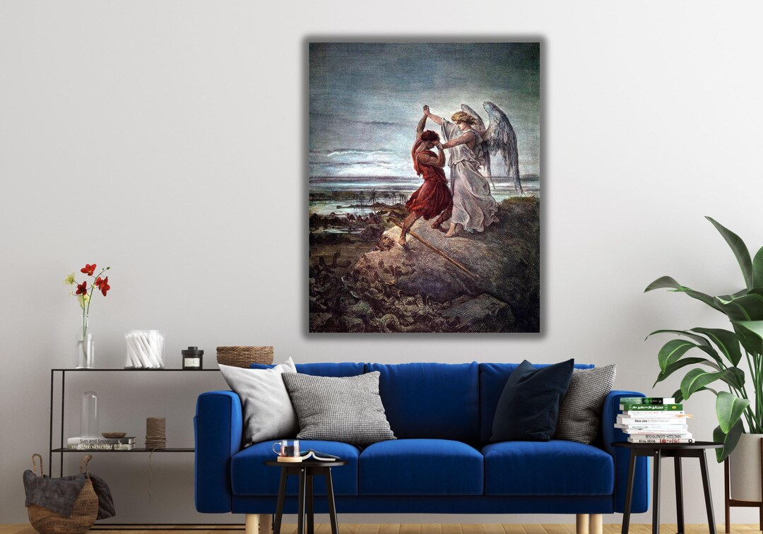 Gustave Dore Jacob Wrestling With the Angel Poster Art Canvas, Christ ...