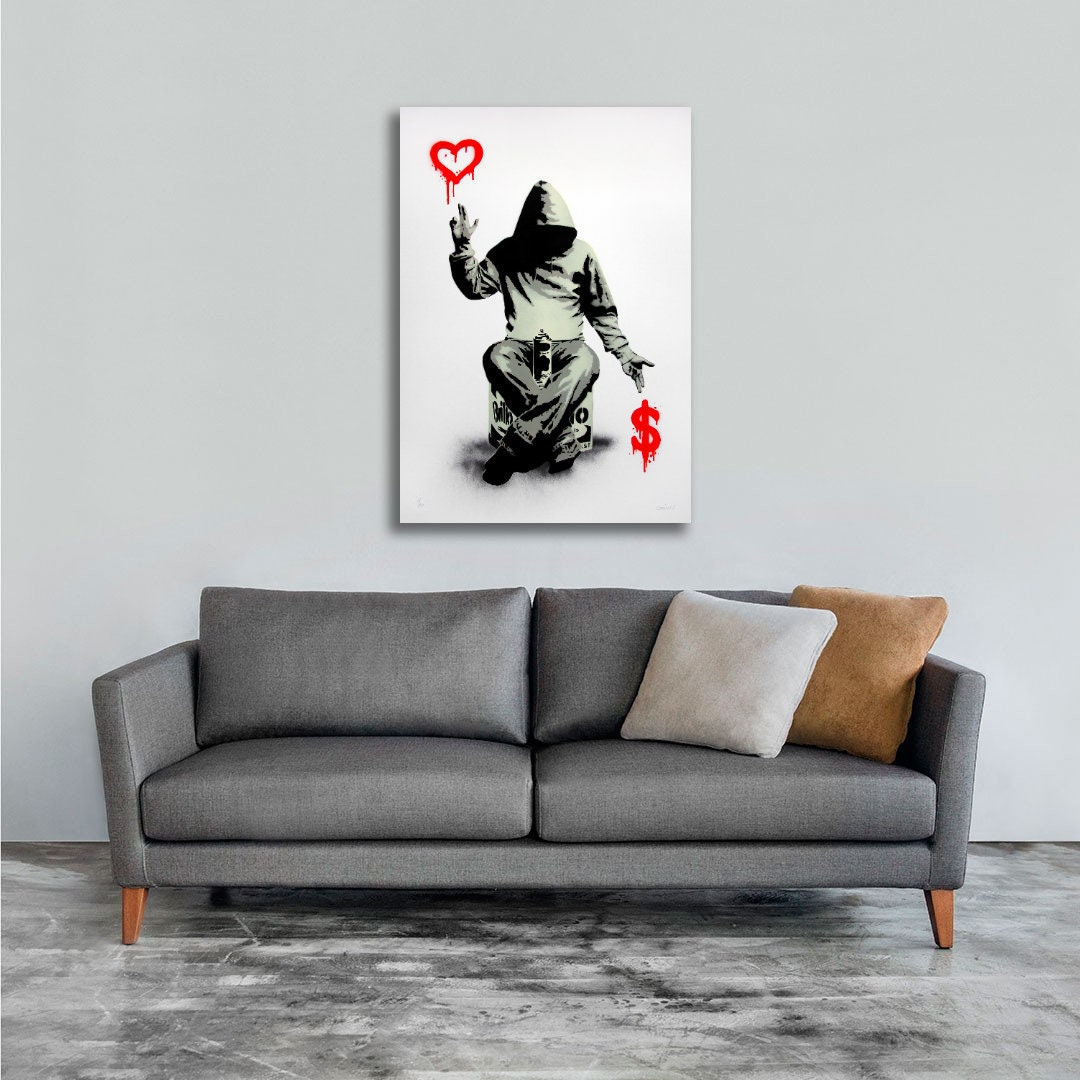 Banksy Love Over Money Canvas Printlove or Money Canvas Wall - Etsy