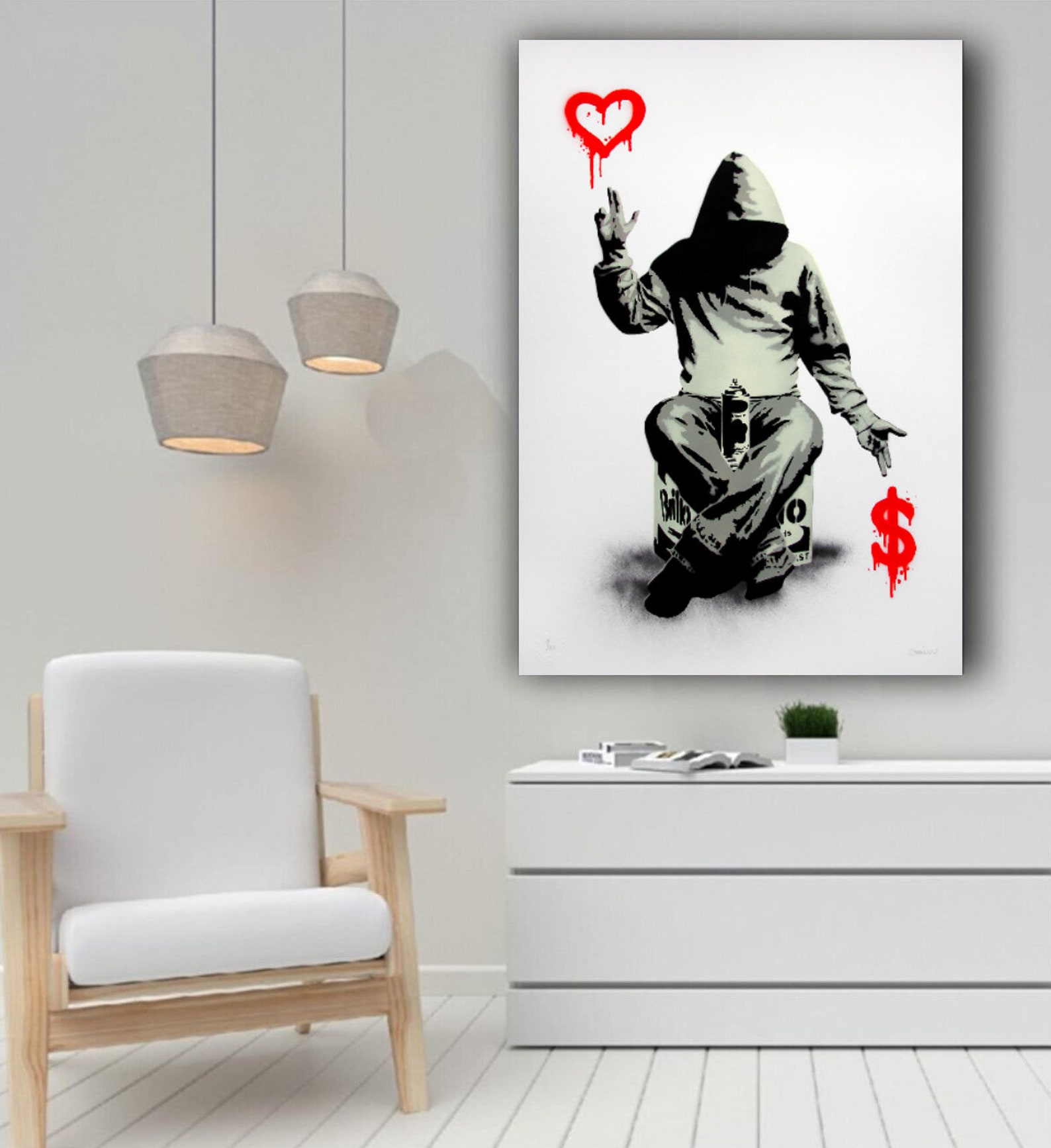 Banksy Love Over Money Canvas Printlove or Money Canvas Wall - Etsy