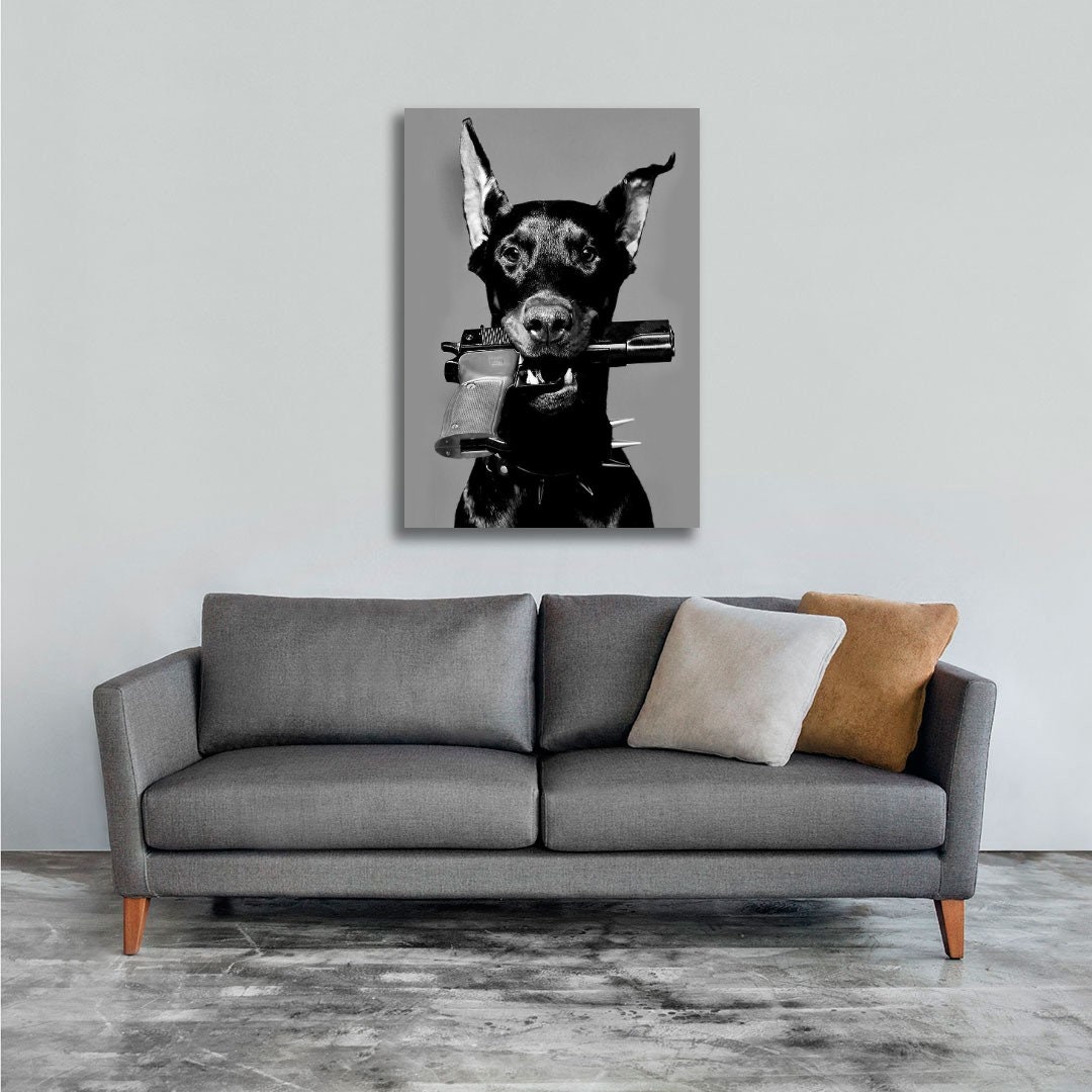 Hypebeast Modern Black White Doberman Gun Luxury Fashion - Etsy