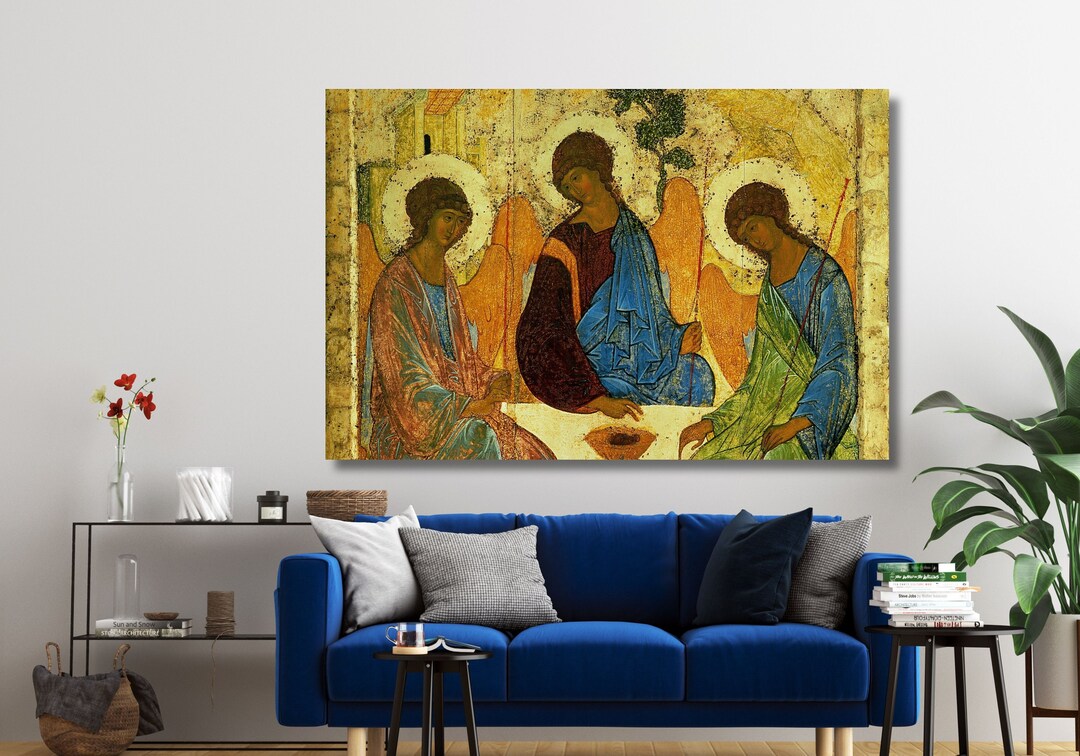 The Trinity by Andrei Rublev Poster Painting Canvas Wall Art, Modern ...