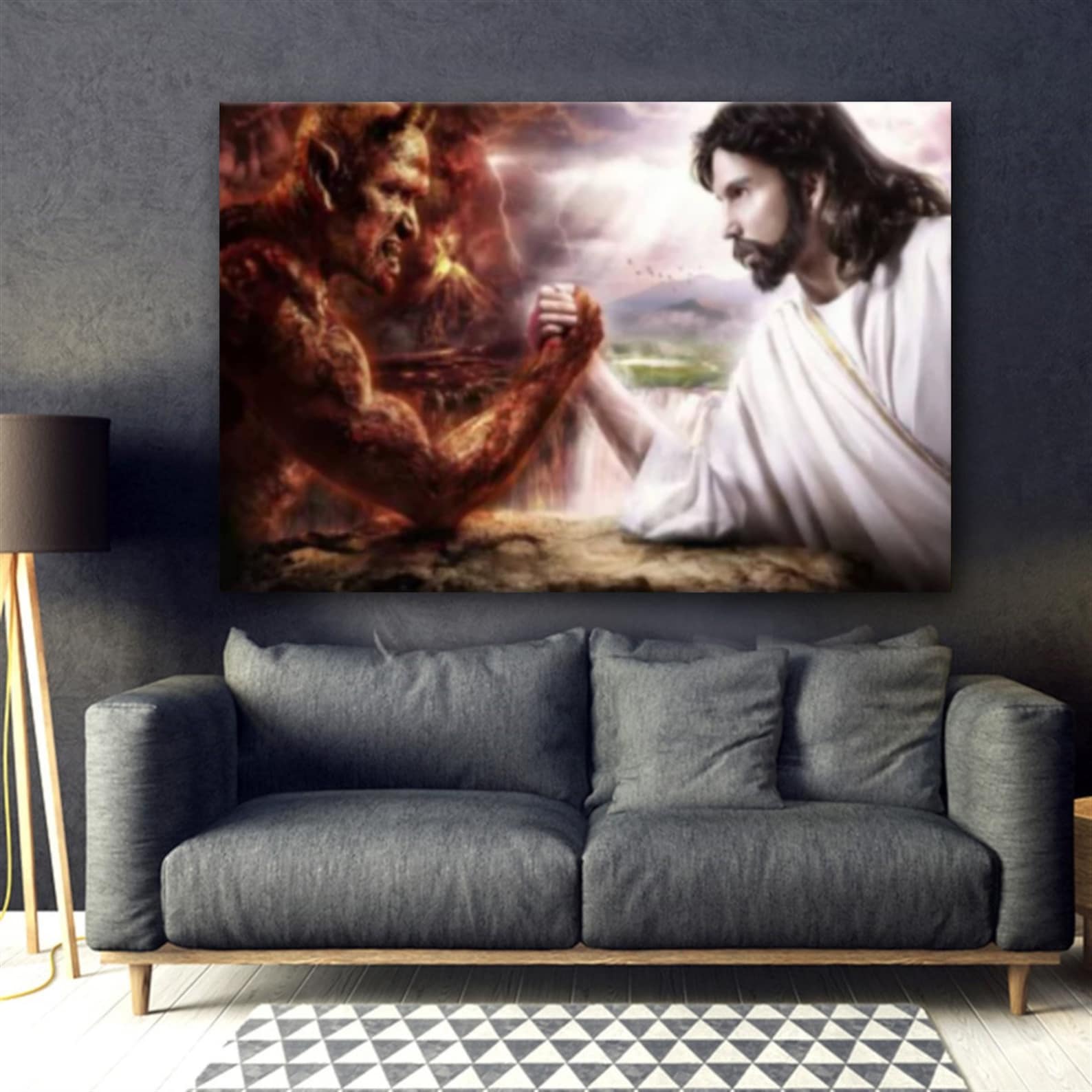 Jesus Christ Devil Satan God, Jesus Devil Vs God, Canvas Pieces Home ...