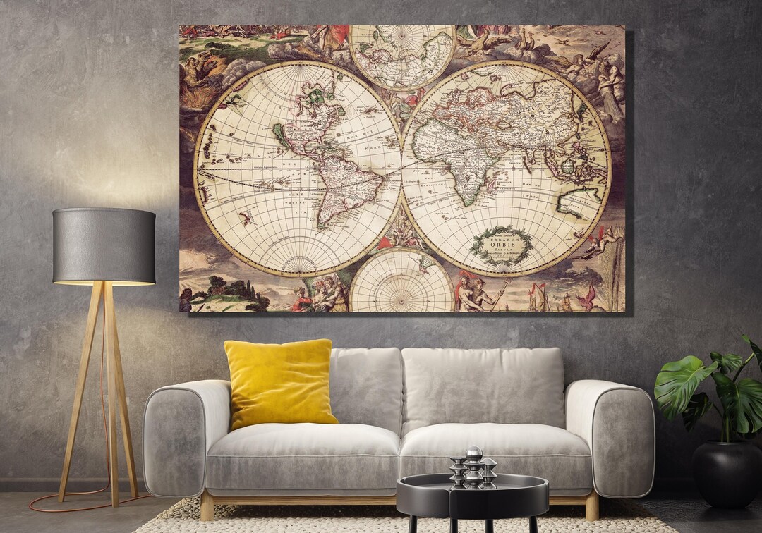 Antique Map of the World Poster,vintage World Map Print Wall Art ...
