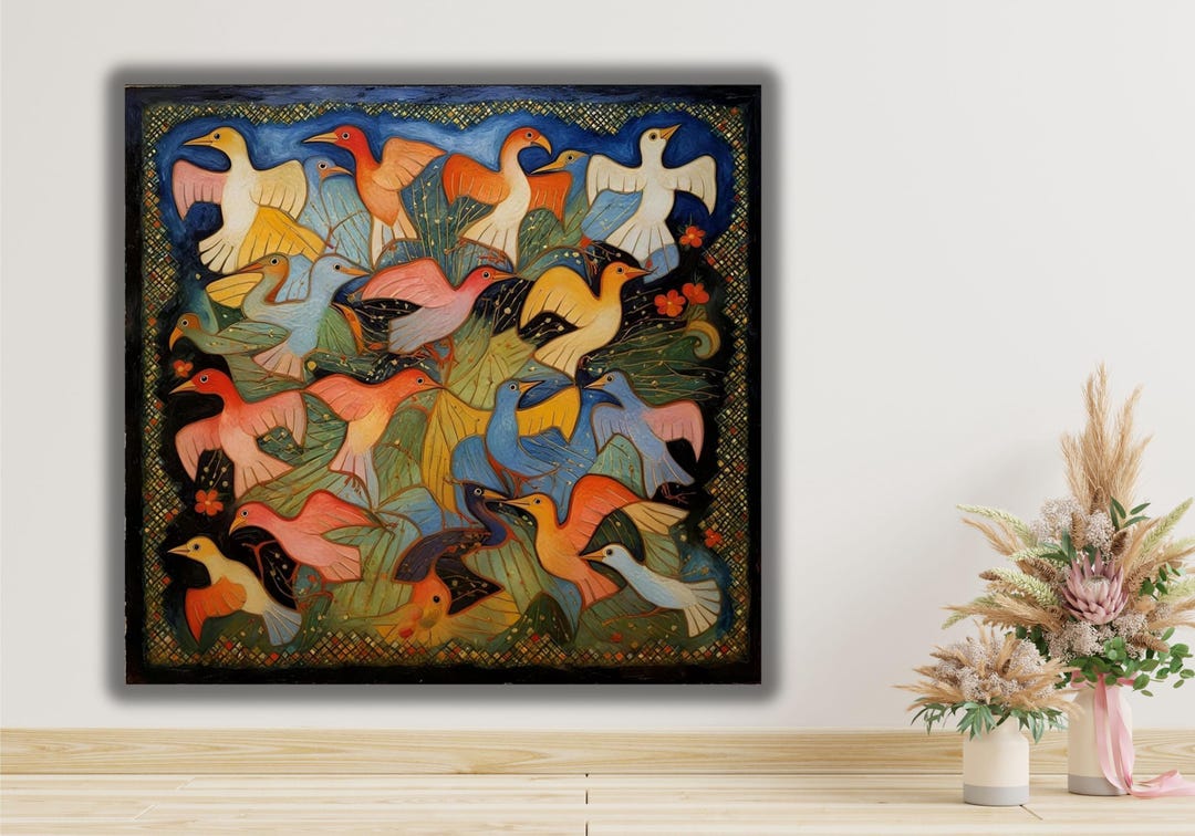 M.C. Escher Sun and Moon II Art Canvas,colored Reproduction Print ...