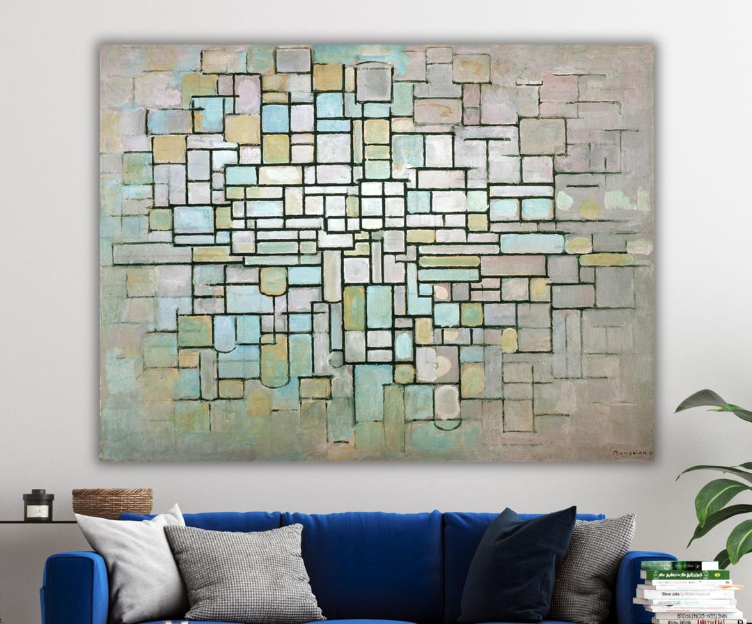 Piet Mondrian Compostion Noii Blue Gray and Pink 1913 Canvas,mondrian ...