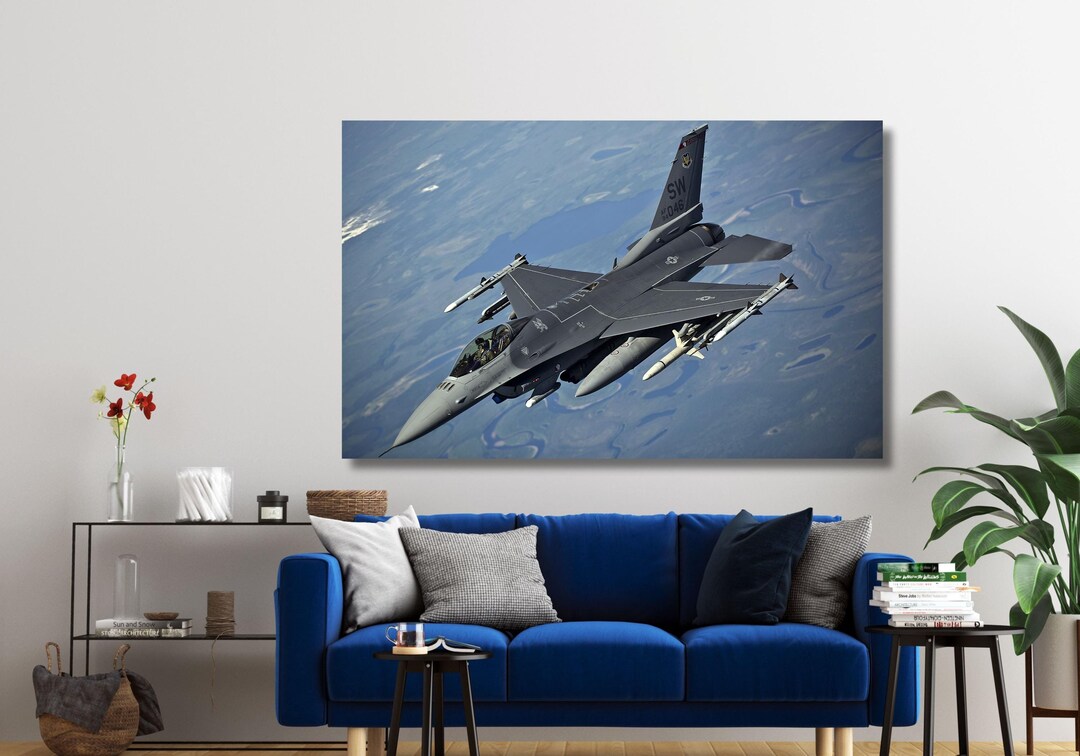 F-16 Fighter Jet Canvas,f-16 Plane Jet Fighter Painting, F-16 Military ...