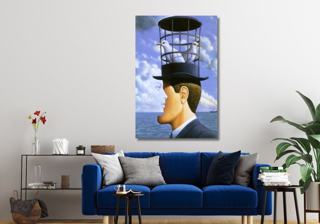 René Magritte Mirror Face Doves Hat Cage Sea Canvas Wall Art,rené ...