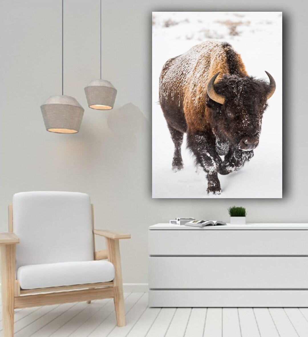 American Buffalo in Snow Original Pictures Art, Buffalo Wall Art ...