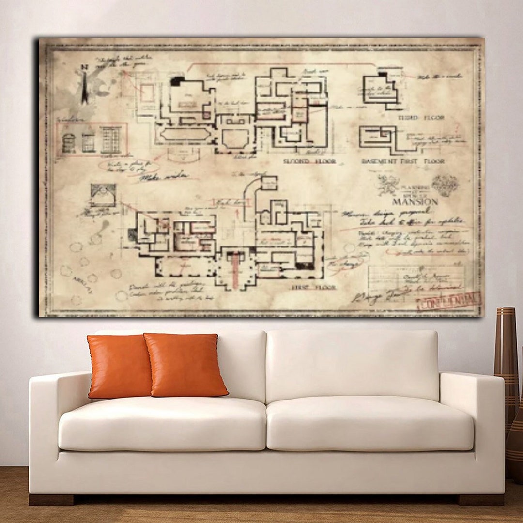 Resident Evil Canvas Print Art,resident Evil Map Poster,the Spencer ...