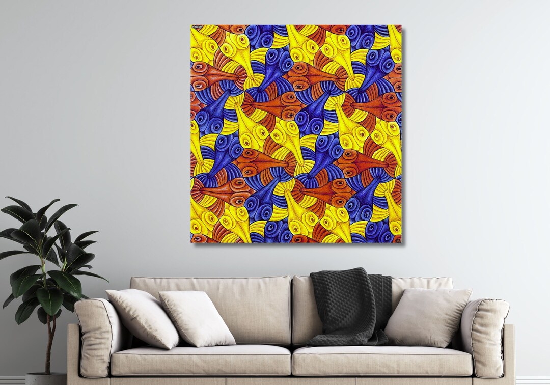 Watercolor 55 Fish by Maurits Cornelis Escher Canvas, Escher Poster ...