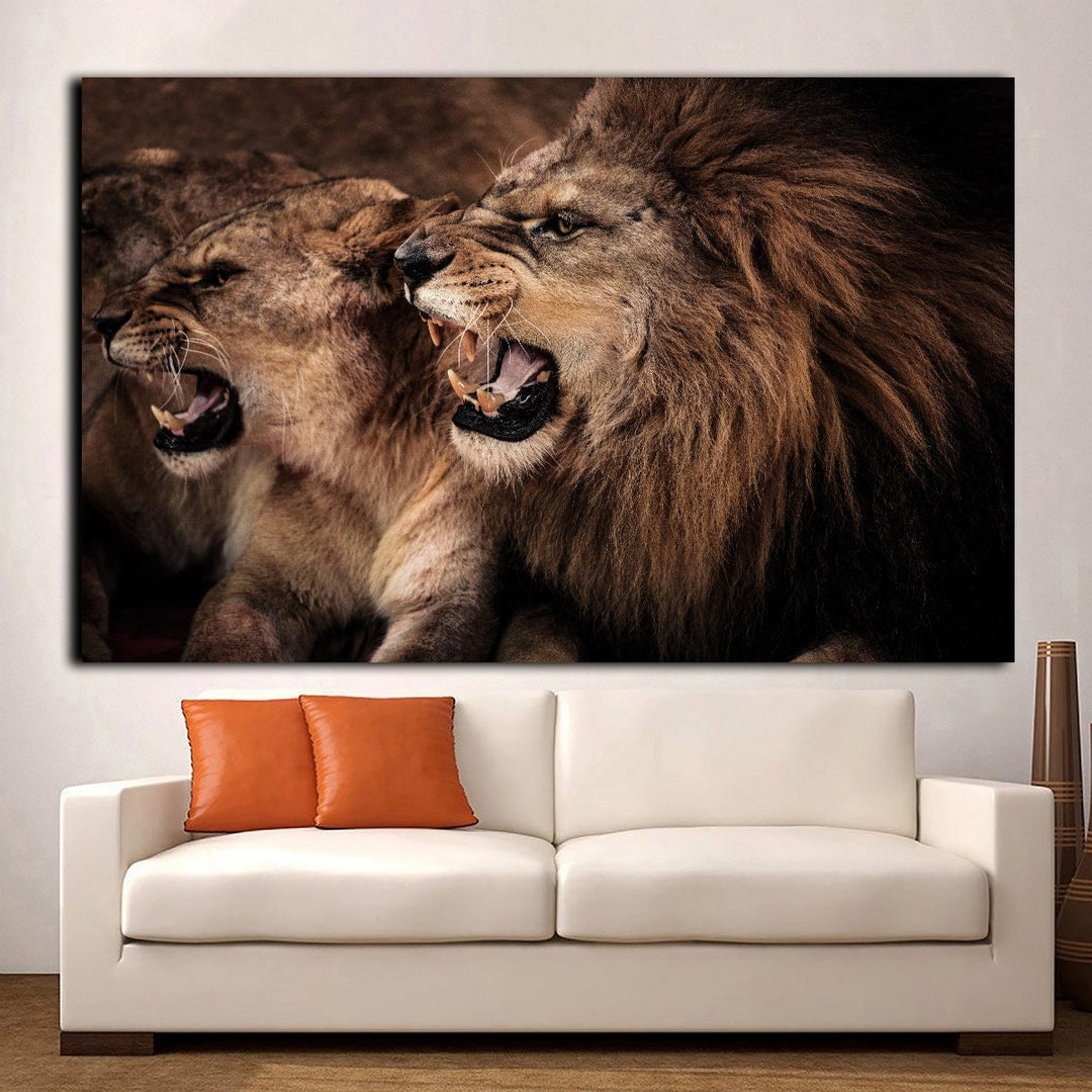 Lion Family Canvas Print: Lions Pride Wall Decor, Ready to Hang - Etsy