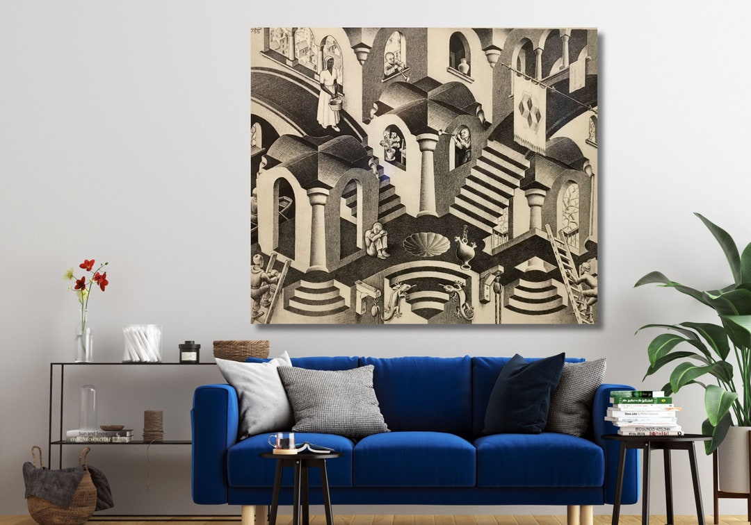 Escher Stairs Optical Illusion Canvas Print, Escher Concave-convex ...