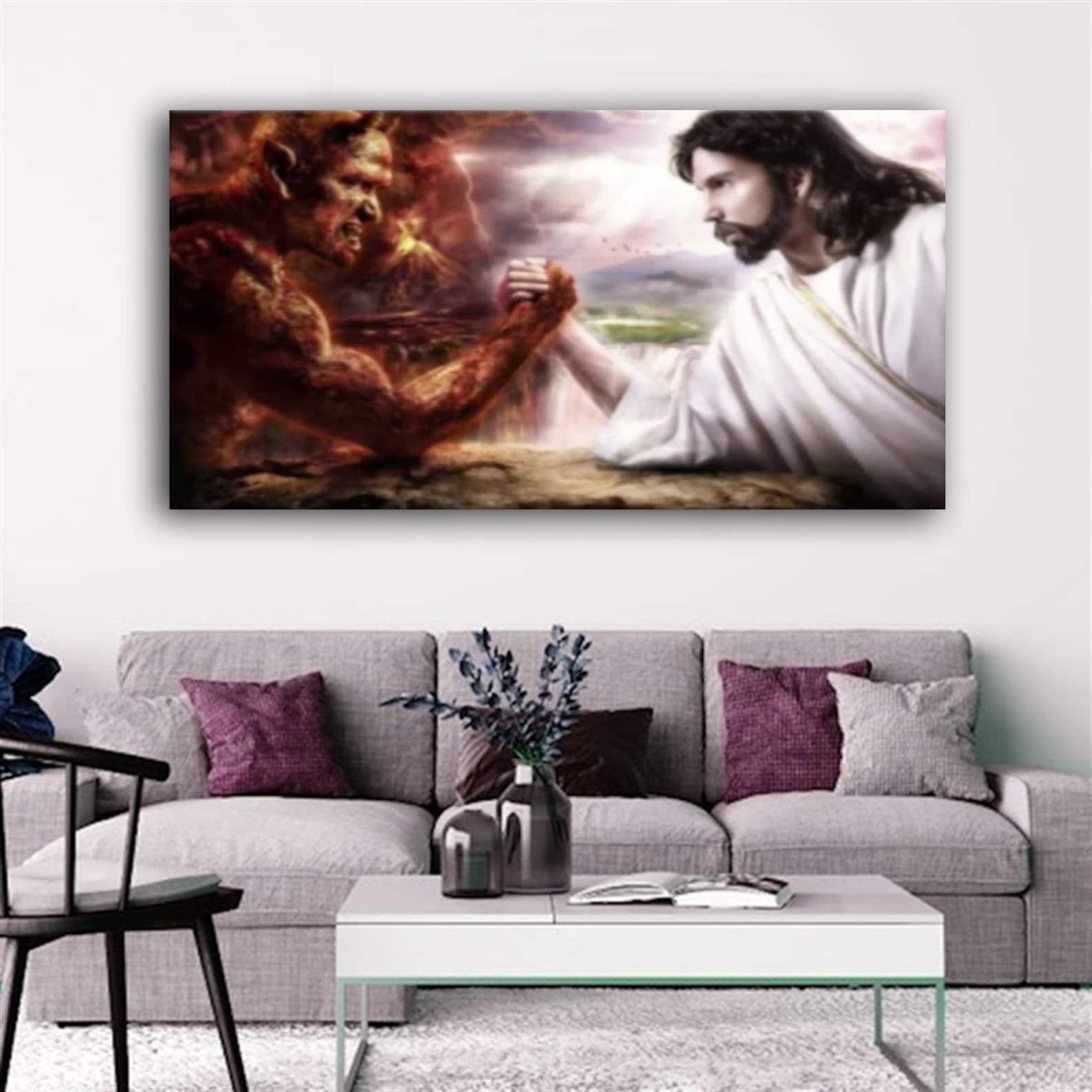 Jesus Christ Devil Satan God, Jesus Devil Vs God, Canvas Pieces Home ...