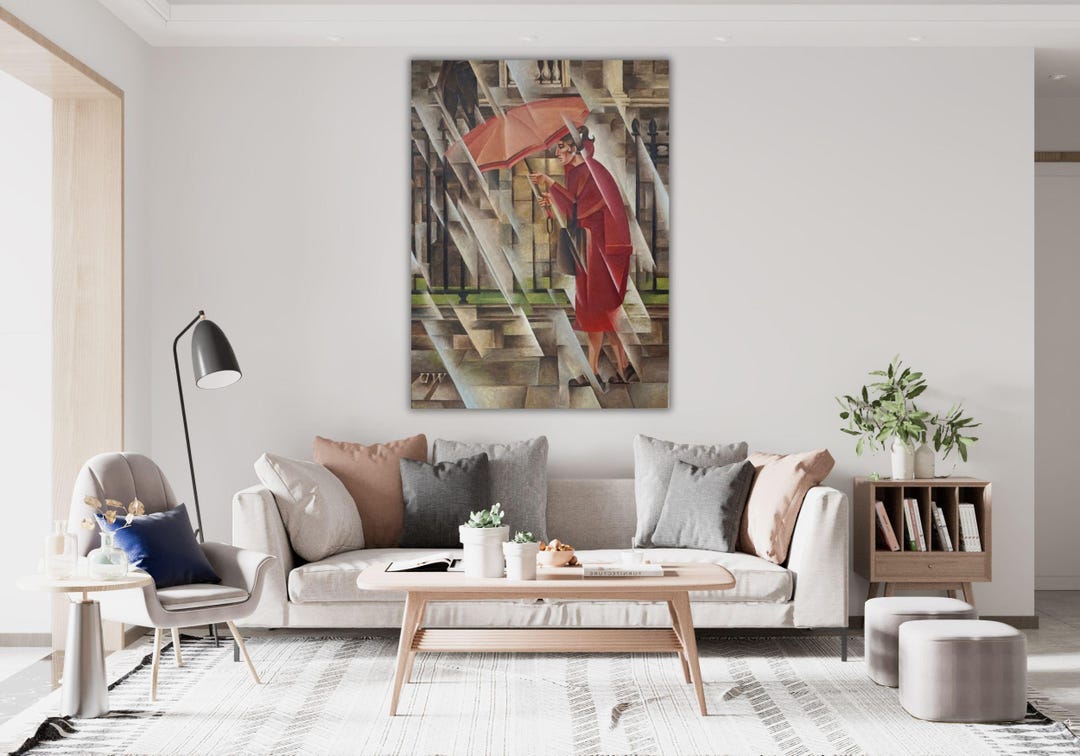 Girl Going by Trinity in the Rain by Una Watters, Quality Print Wall ...