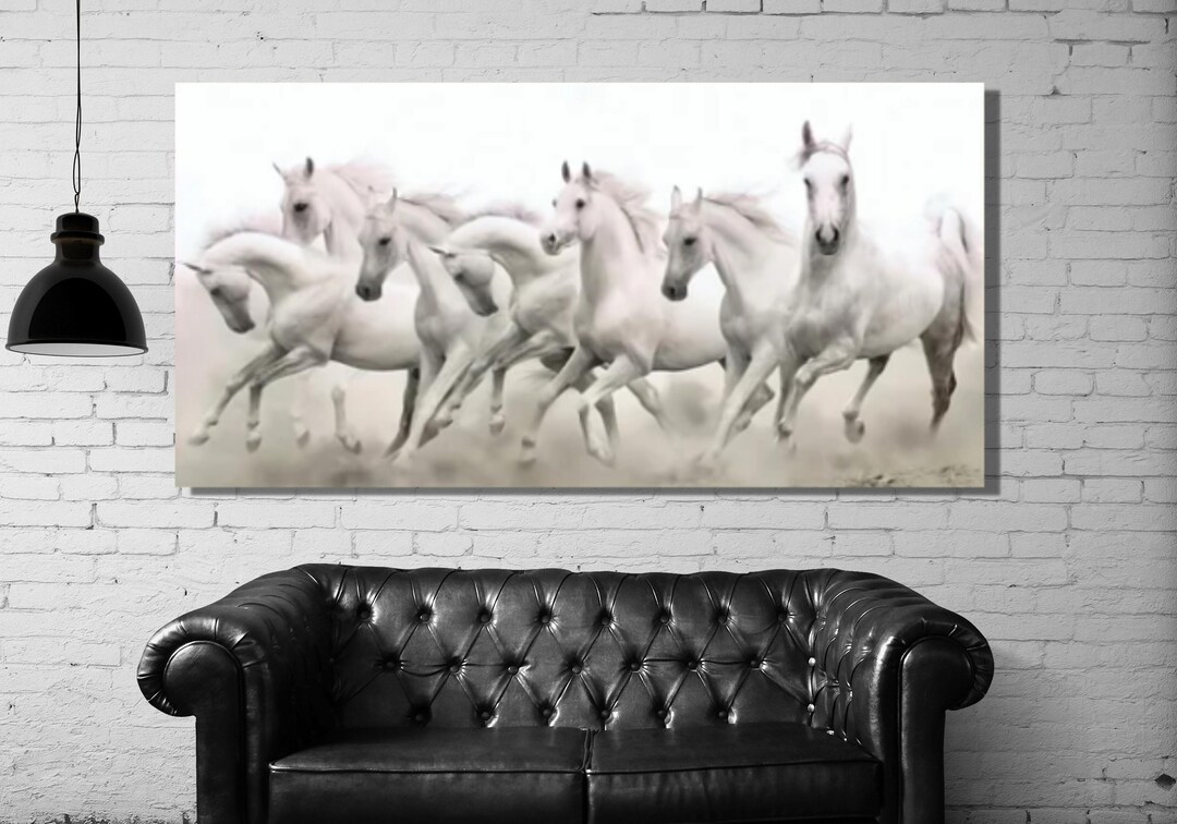 Running Horses Canvas Wall Art Print,horse Wall Art,white Horses Poster ...