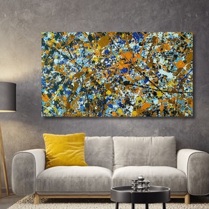 Jackson Pollock Blue Canvas Wall Art,jackson Pollock Painting Art ...