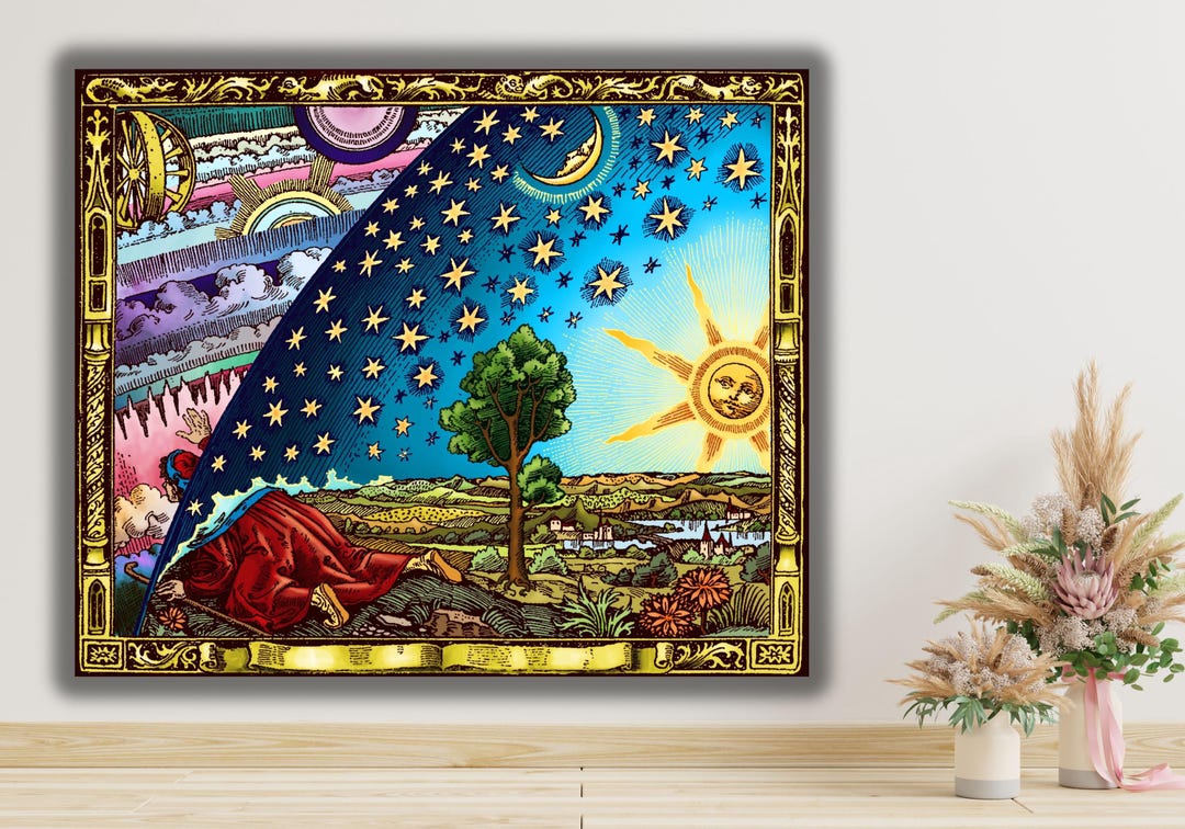 Gravure Flammarion Canvas Wall Art, Astronomy Canvas Painting Print ...