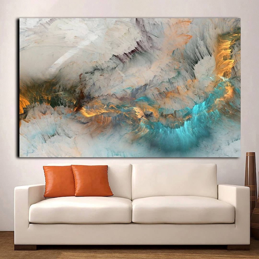 Abstract Vibrant Flow Artwork Canvas Print, Misty Clouds Poster Print ...