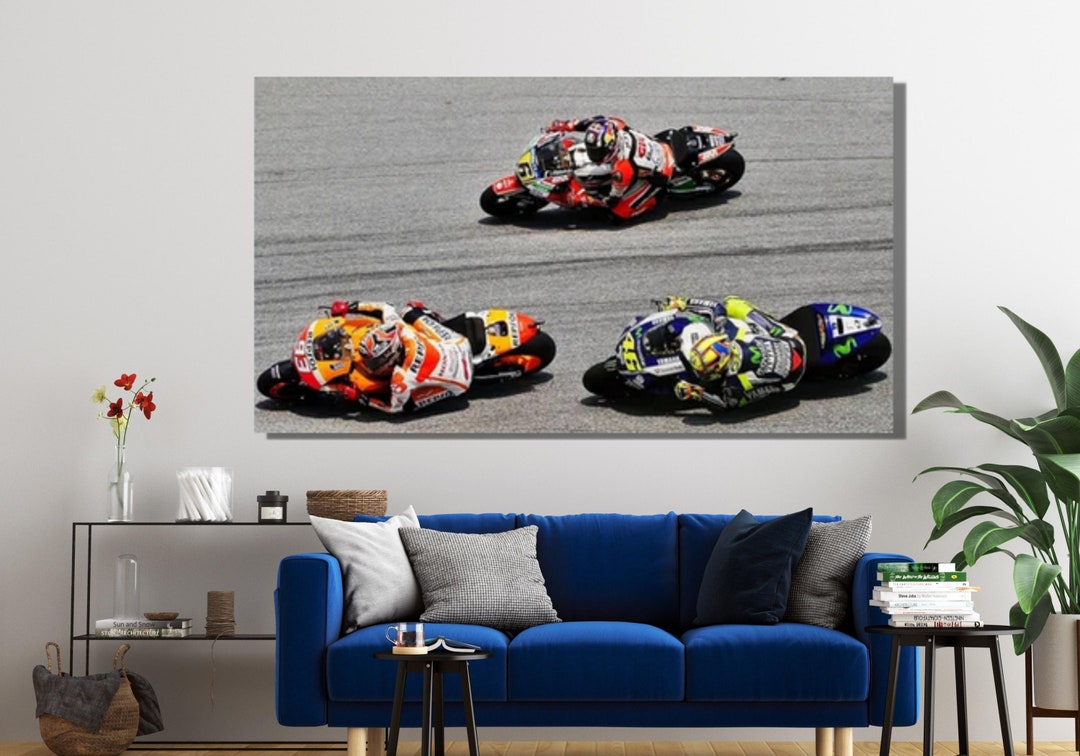 Valentino Rossi Poster, Moto GP Racing Canvas Wall Art,valentino Rossi ...