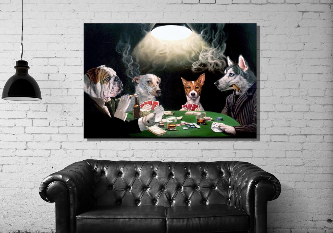 Dogs With Playing Cards Canvas Wall Art, Dogs Animal Art, Custom Wall ...