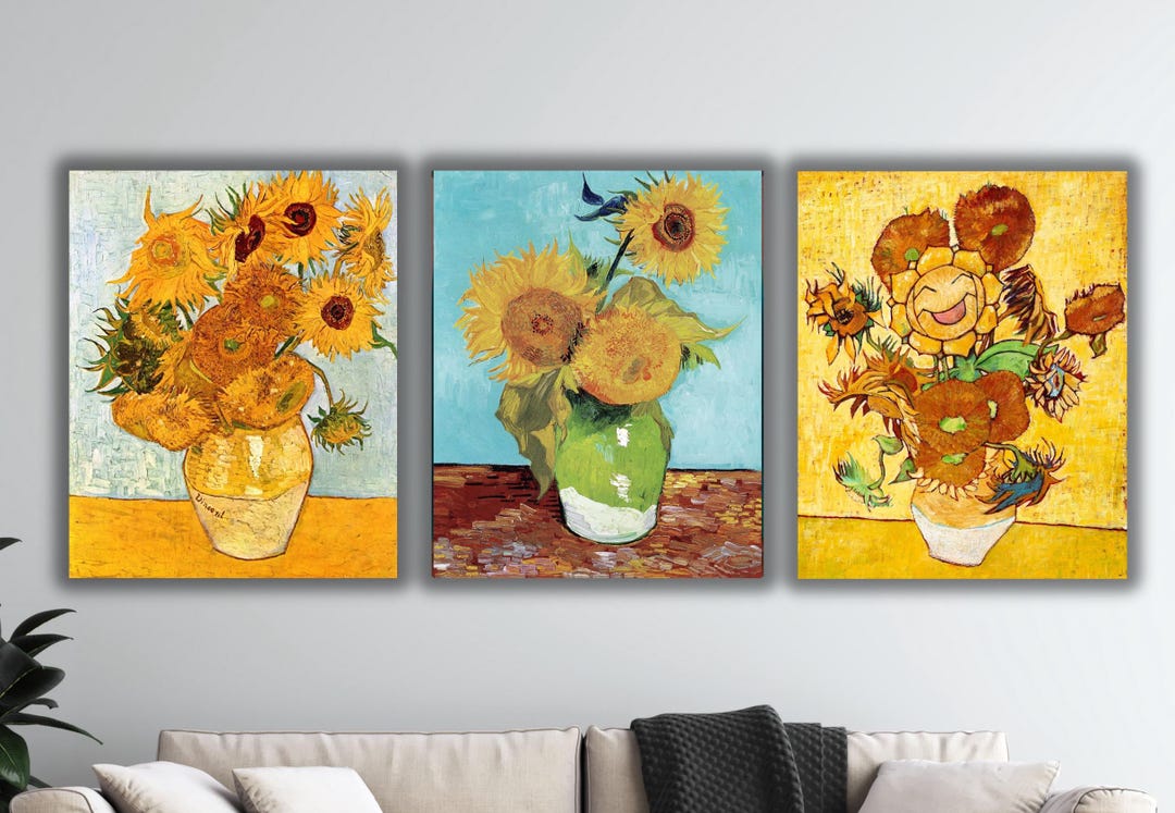 Set of 3 Sunflowers Vincent Van Gogh Canvas Art,van Gogh Canvas,van ...