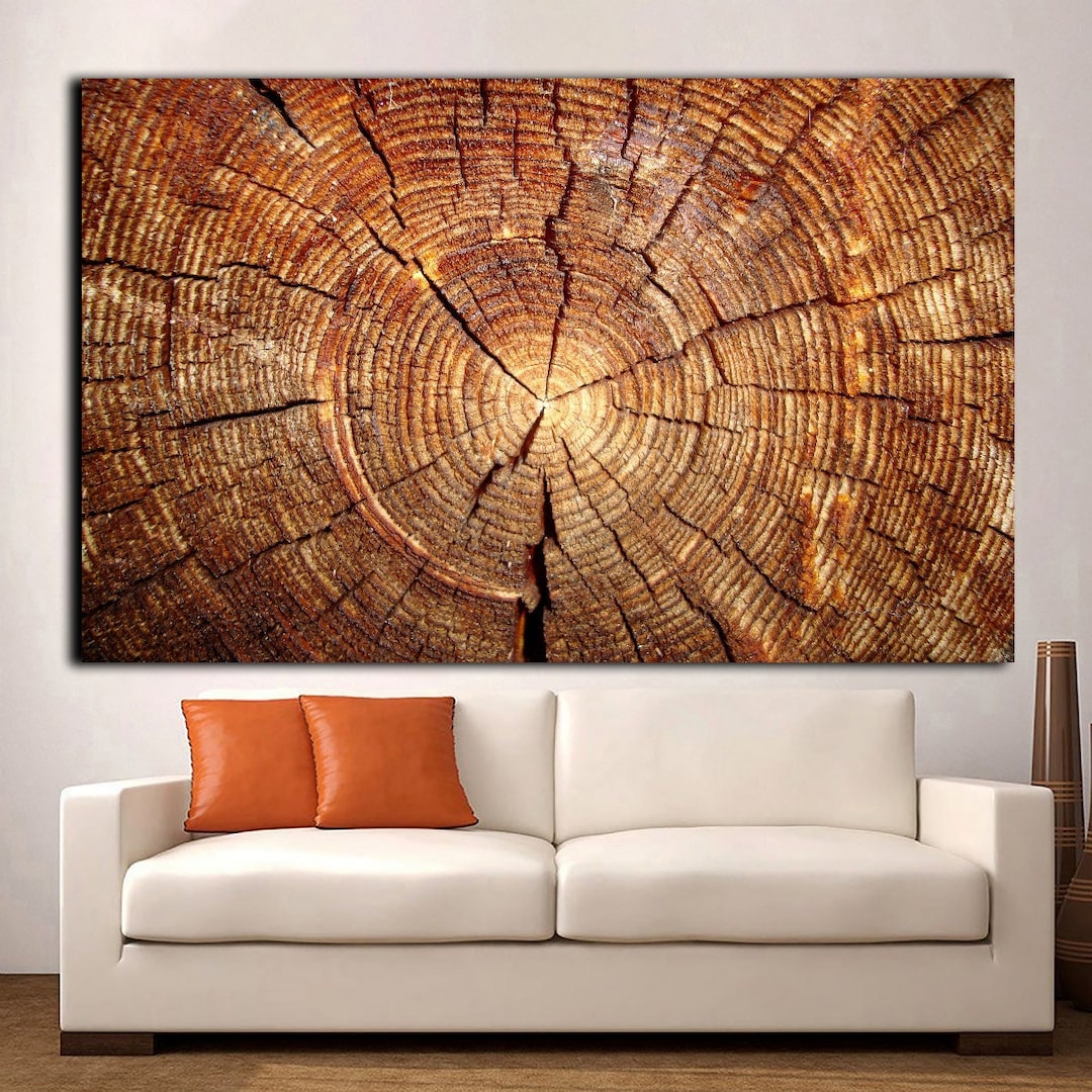 Wood Crack Canvas Wood Wall Art Tree Ring Canvas Wood Texture Print ...