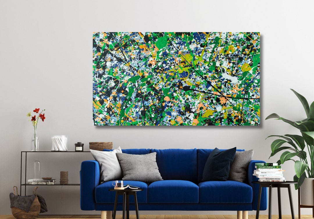 Jackson Pollock Green Canvas Wall Art,jackson Pollock Painting,abstract ...